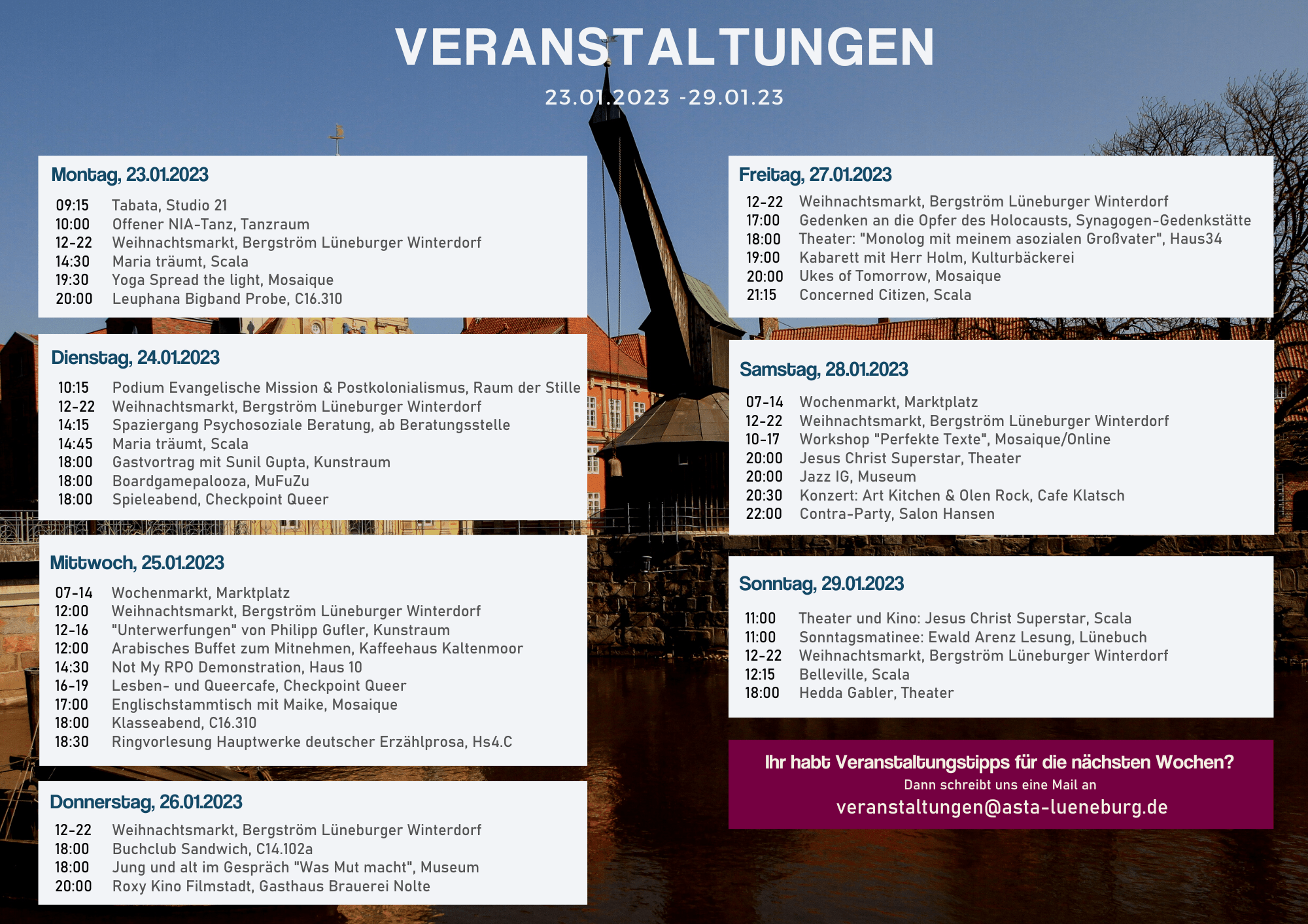Veranstaltungskalender 23.01.-29.01.2023 – AStA Universität Lüneburg